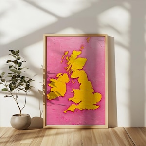 United Kingdom Acrylic Map Poster - Colorful Eclectic Great Britain Map ...