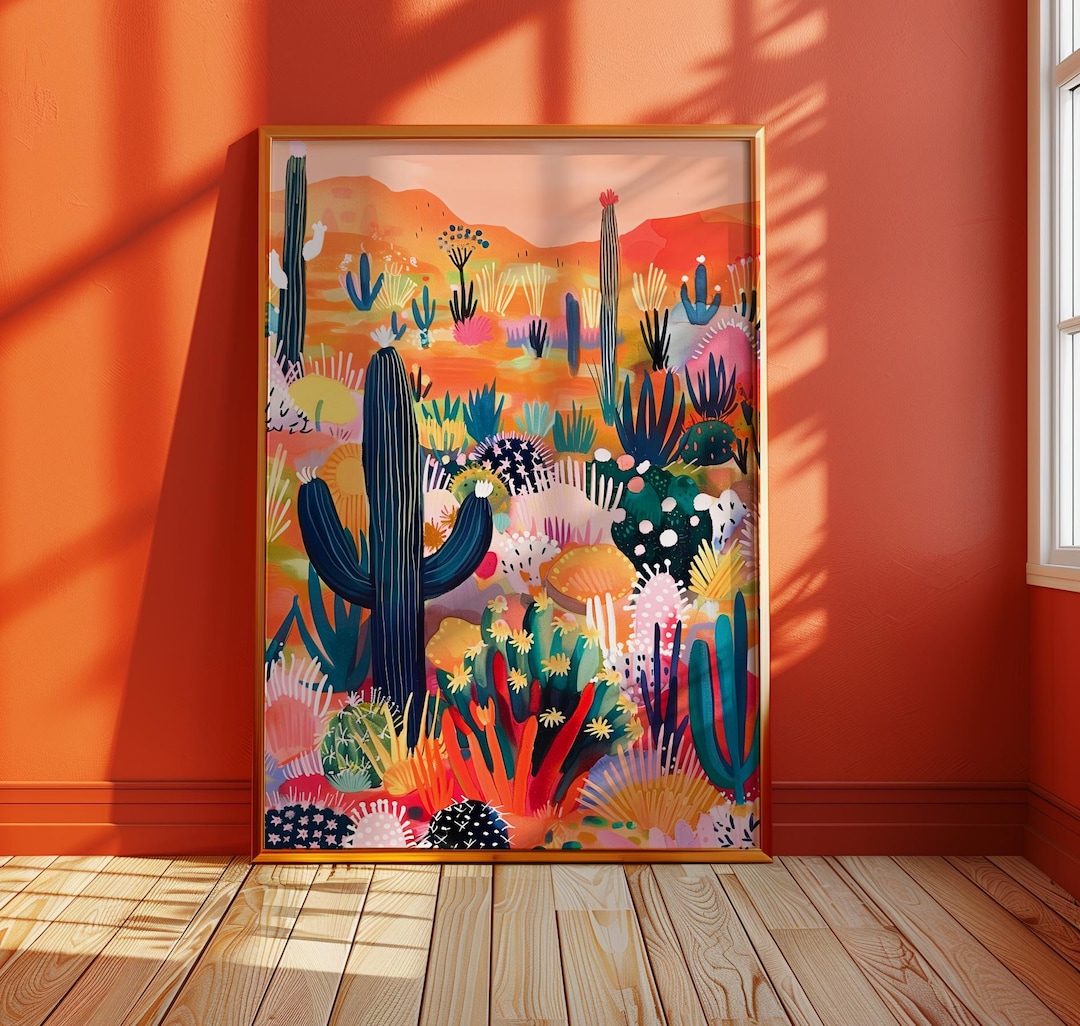 Printed Whimsical Desert Landscape Wall Art Print - Maximalist Decor ...