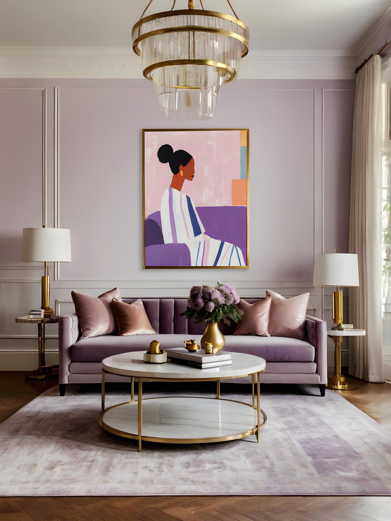 Purple Pink African Woman Abstract Art - Colorful Modern Wall Poster ...