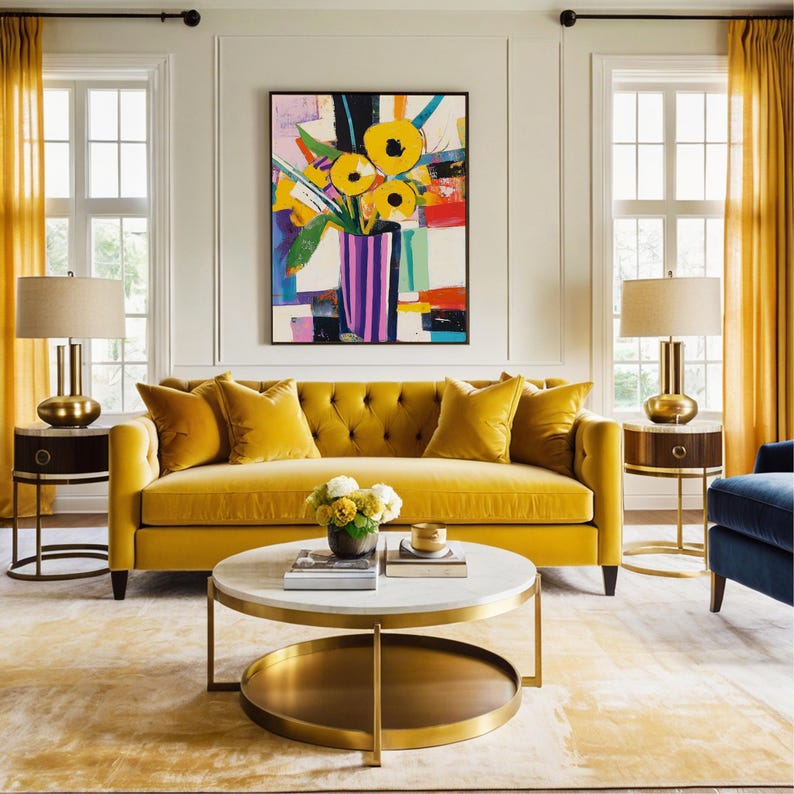 Fauvist Flower Art Print, Matisse Style Yellow Floral Painting, Bold ...