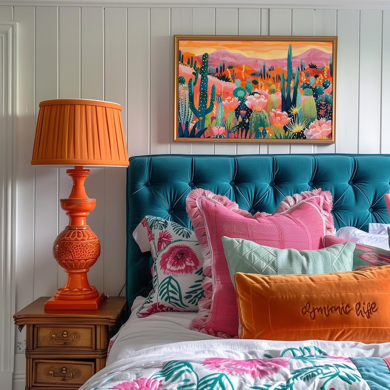 Printed Whimsical Colorful Cactus Desert Wall Art Print - Southwest ...
