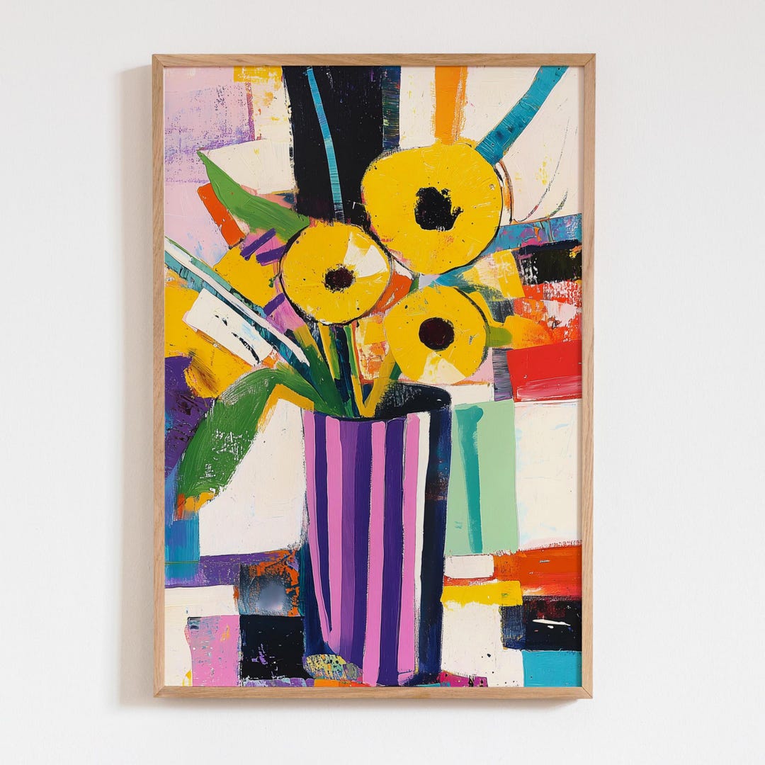 Fauvist Flower Art Print, Matisse Style Yellow Floral Painting, Bold ...