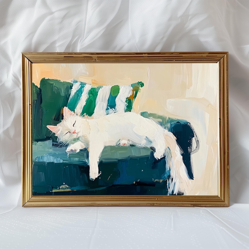 Cats on Couch Painting - Etsy