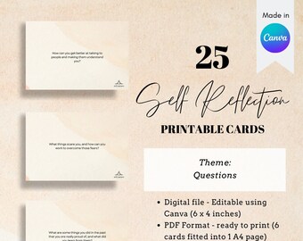 Printable Self Reflection Cards | Guided Prompts | Instant Download ...