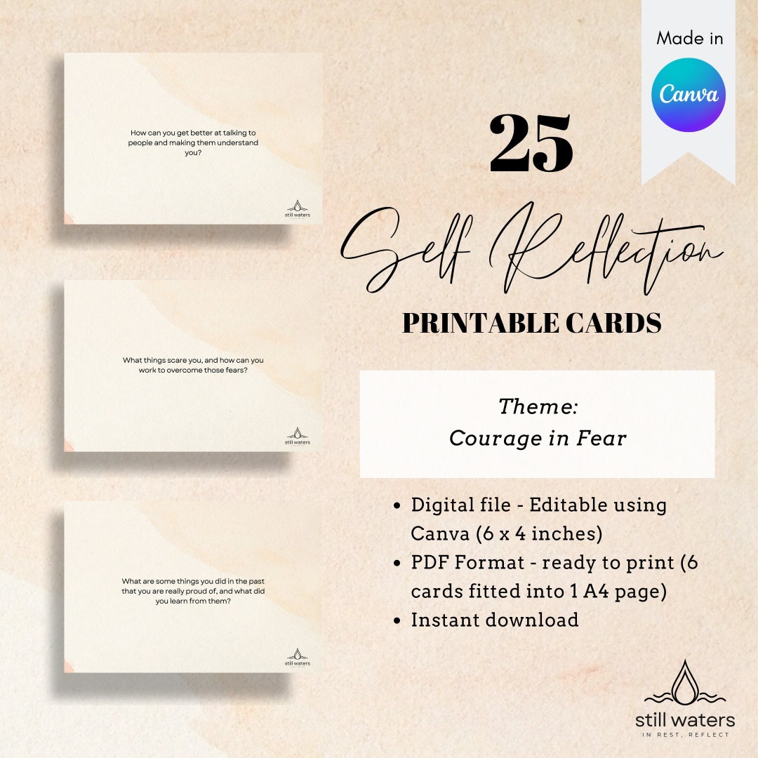 Printable Self Reflection Cards | Guided Prompts | Instant Download ...
