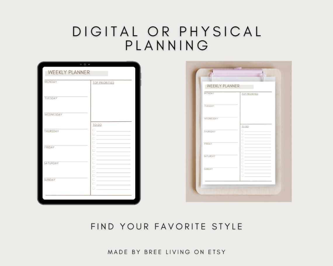 Weekly Planner A4 Portrait Printable Digital Minimal Weekly Schedule ...
