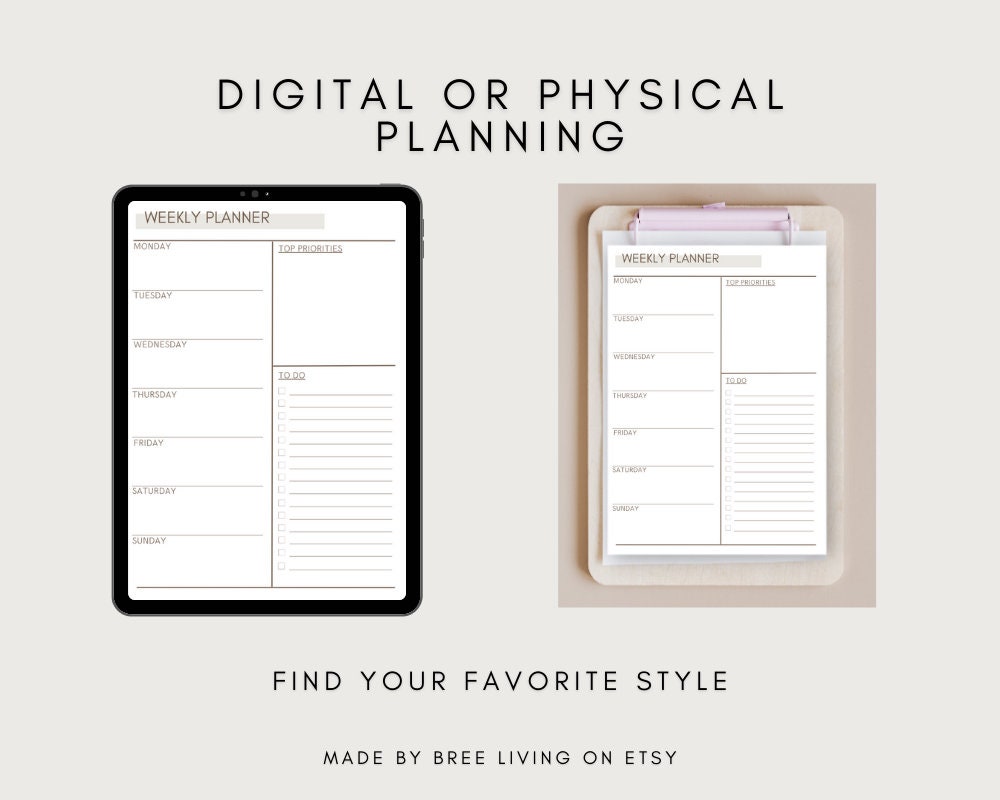 Weekly Planner A4 Portrait Printable Digital Minimal Weekly Schedule ...