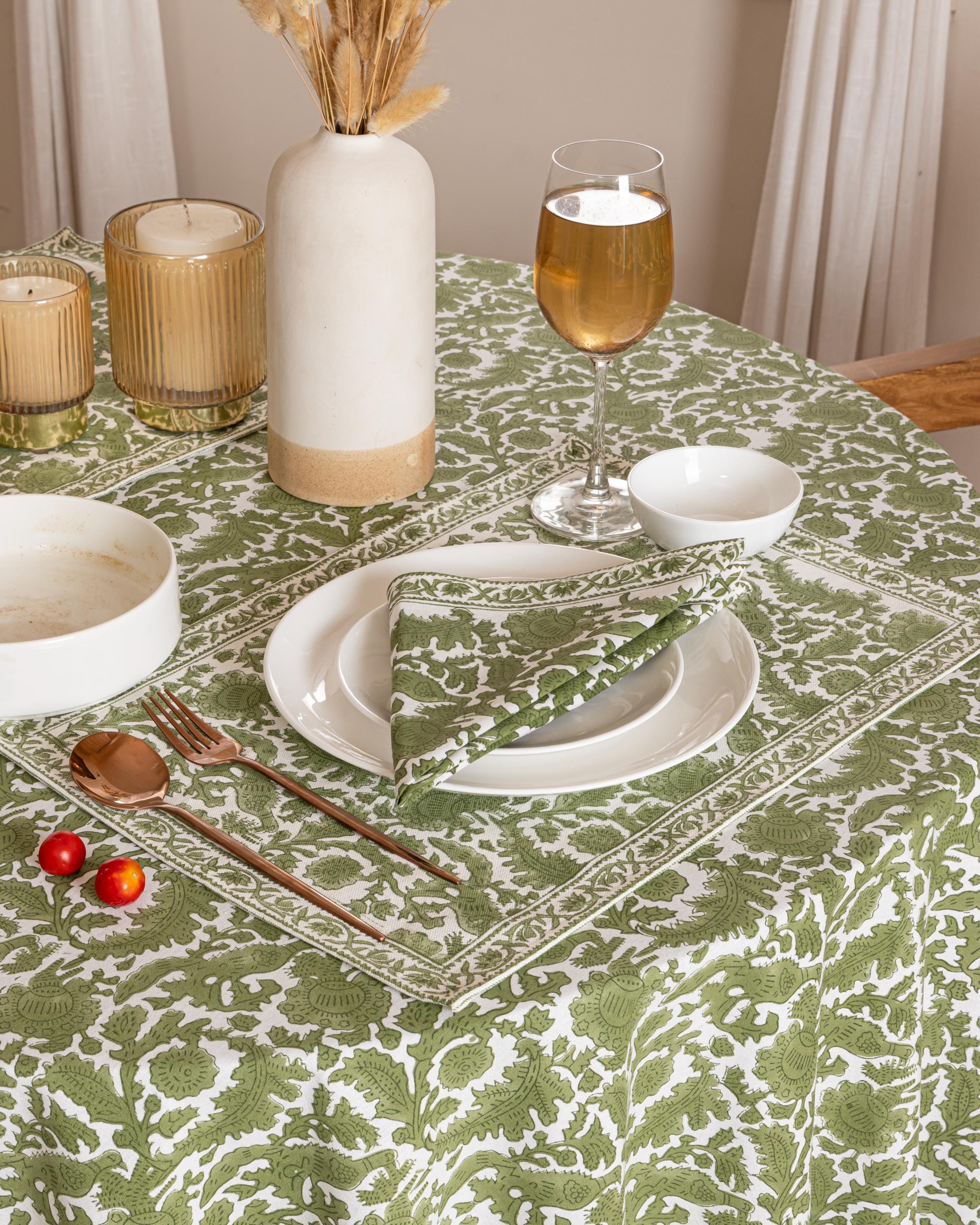 Moss Green Round Table Cover, Cotton Tablecover, Large Round Tablecloth ...