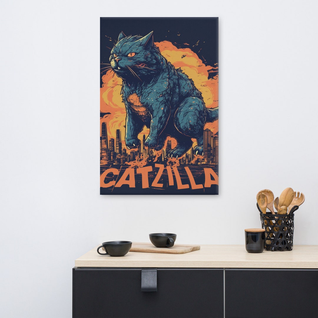 Canvas of Anime Catzilla - Etsy