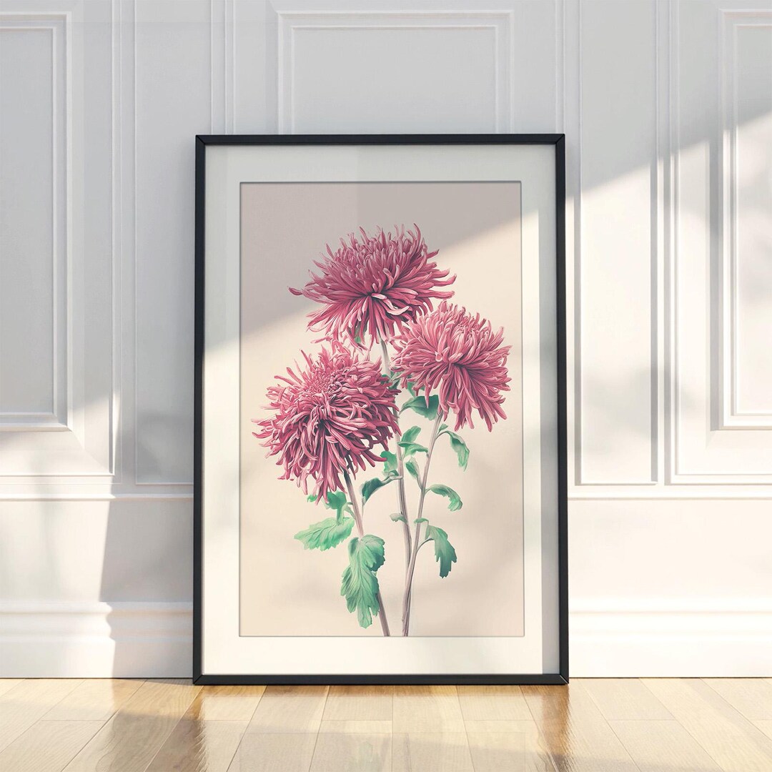 Japanese Chrysanthemum Botanical Print – Rinpa Style Wall Art - Etsy