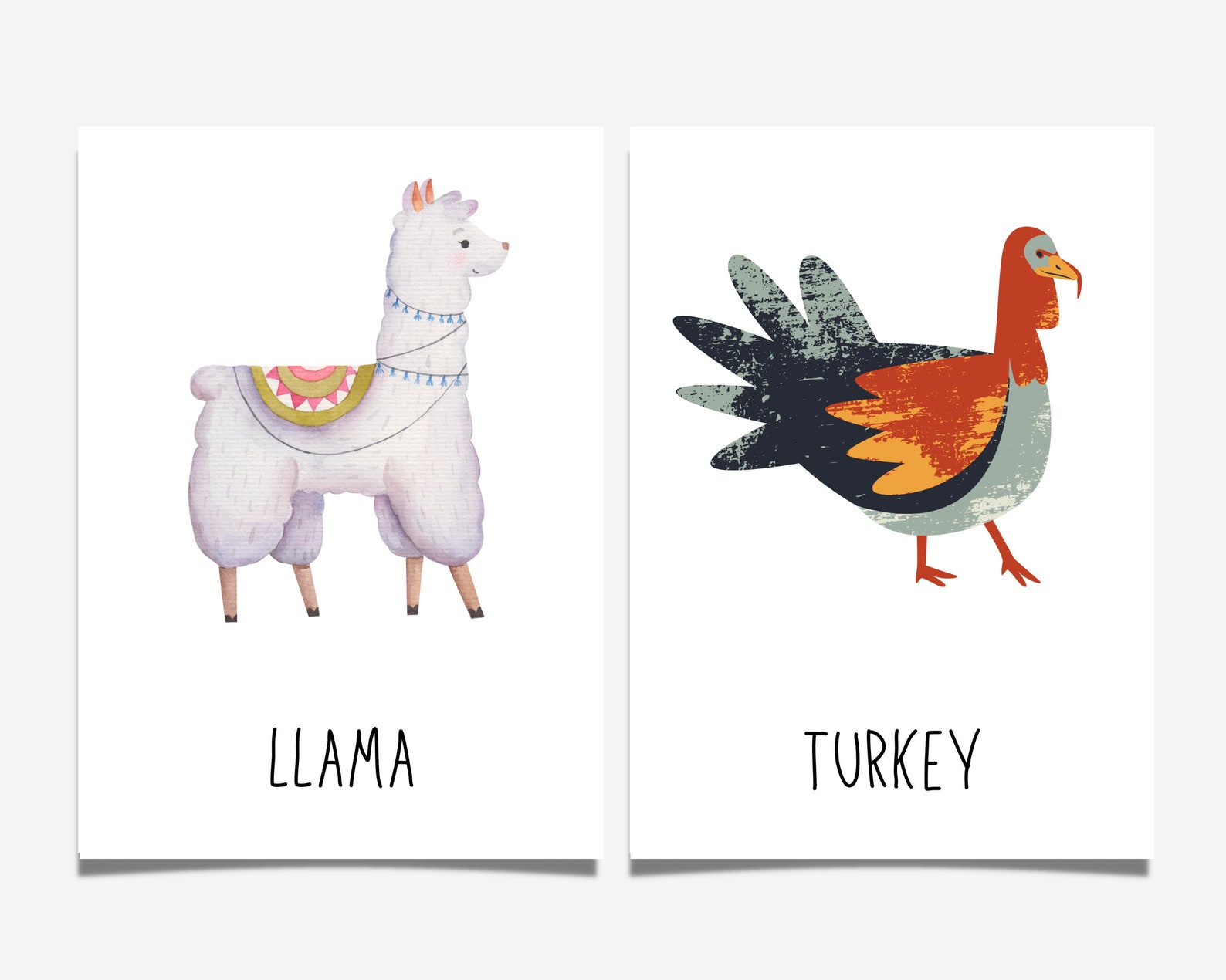 20 Farm Animals Cards, Montessori Flash Cards,pre-school Cards,rainbow ...
