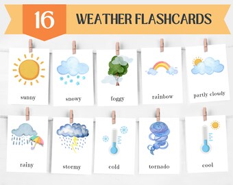 Weather Flashcards Printable Montessori Material Toddler - Etsy