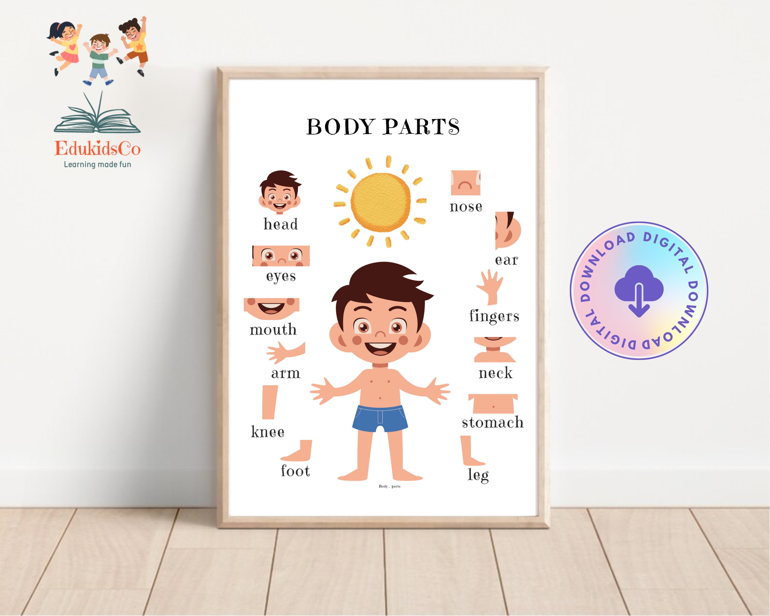 Body Parts, Educational Poster, Printable Wall Art, Digital Download ...