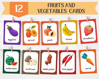 Fruits and Vegetables Flash Cards Learning Flash Cards Montessori Flash ...