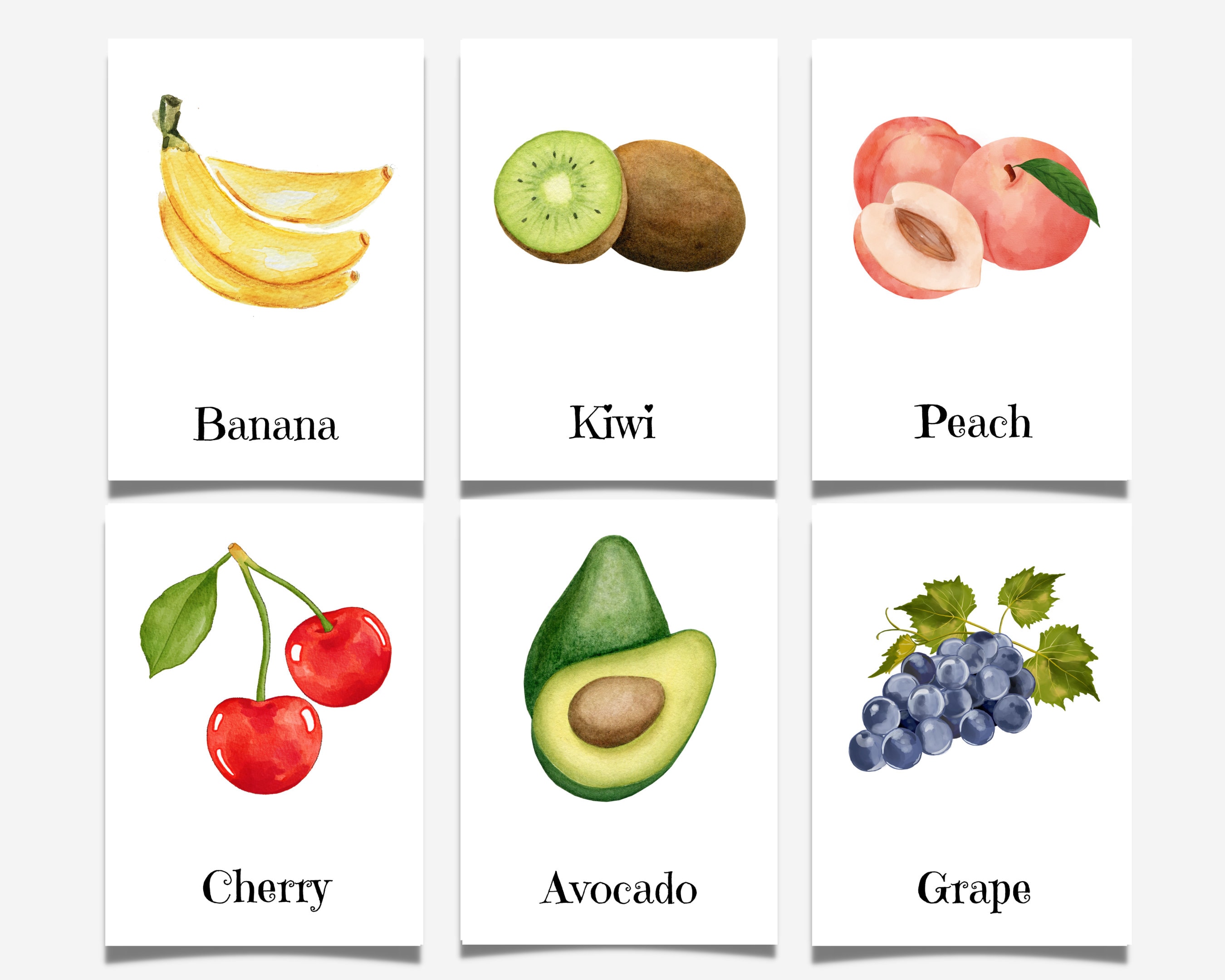 Fruits Flash Cards, Preschool Fruits Flash Cards,educational Printable ...