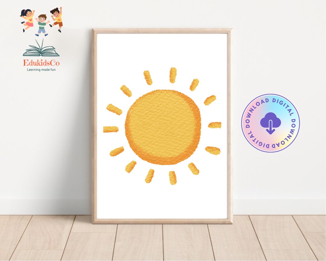 Sun Print, Sun Playroom Decor, Watercolour Nursery Prints, Nursery Wall ...