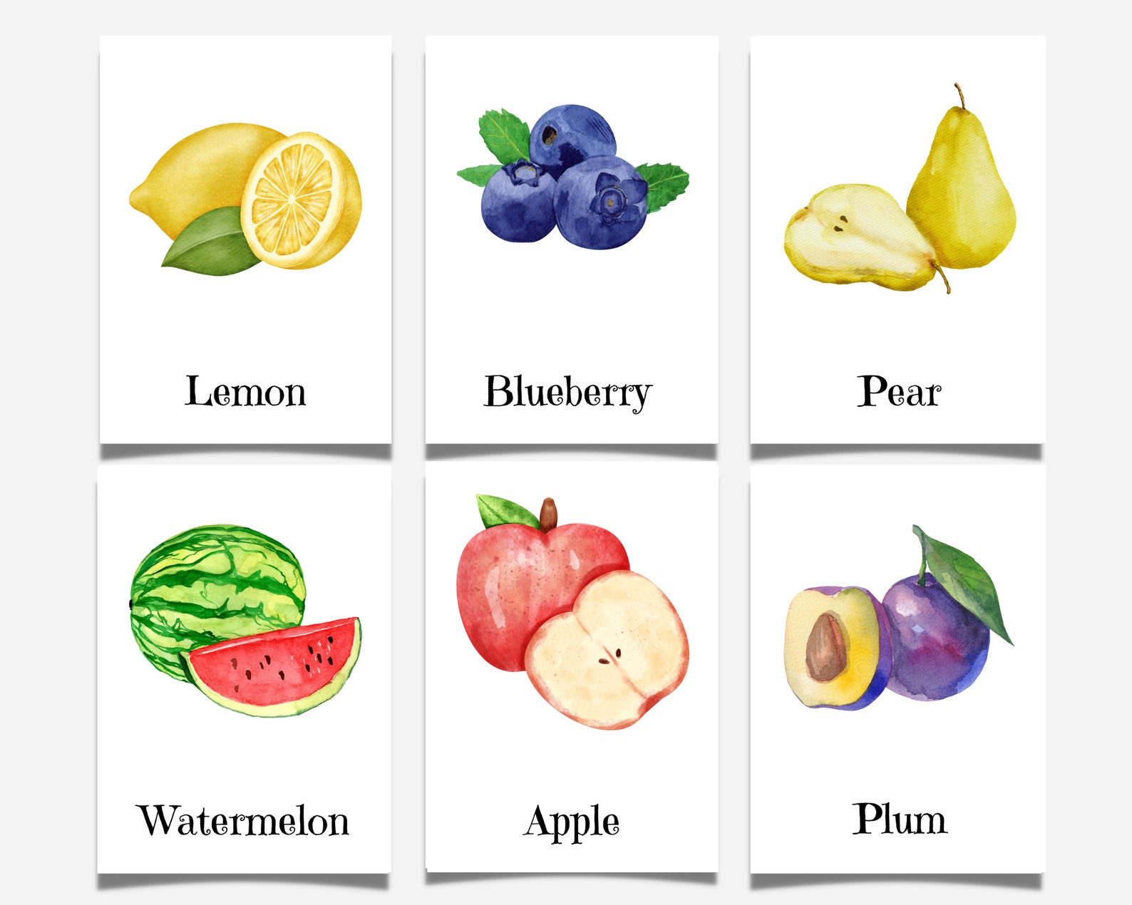 Fruits Flash Cards, Preschool Fruits Flash Cards,educational Printable ...