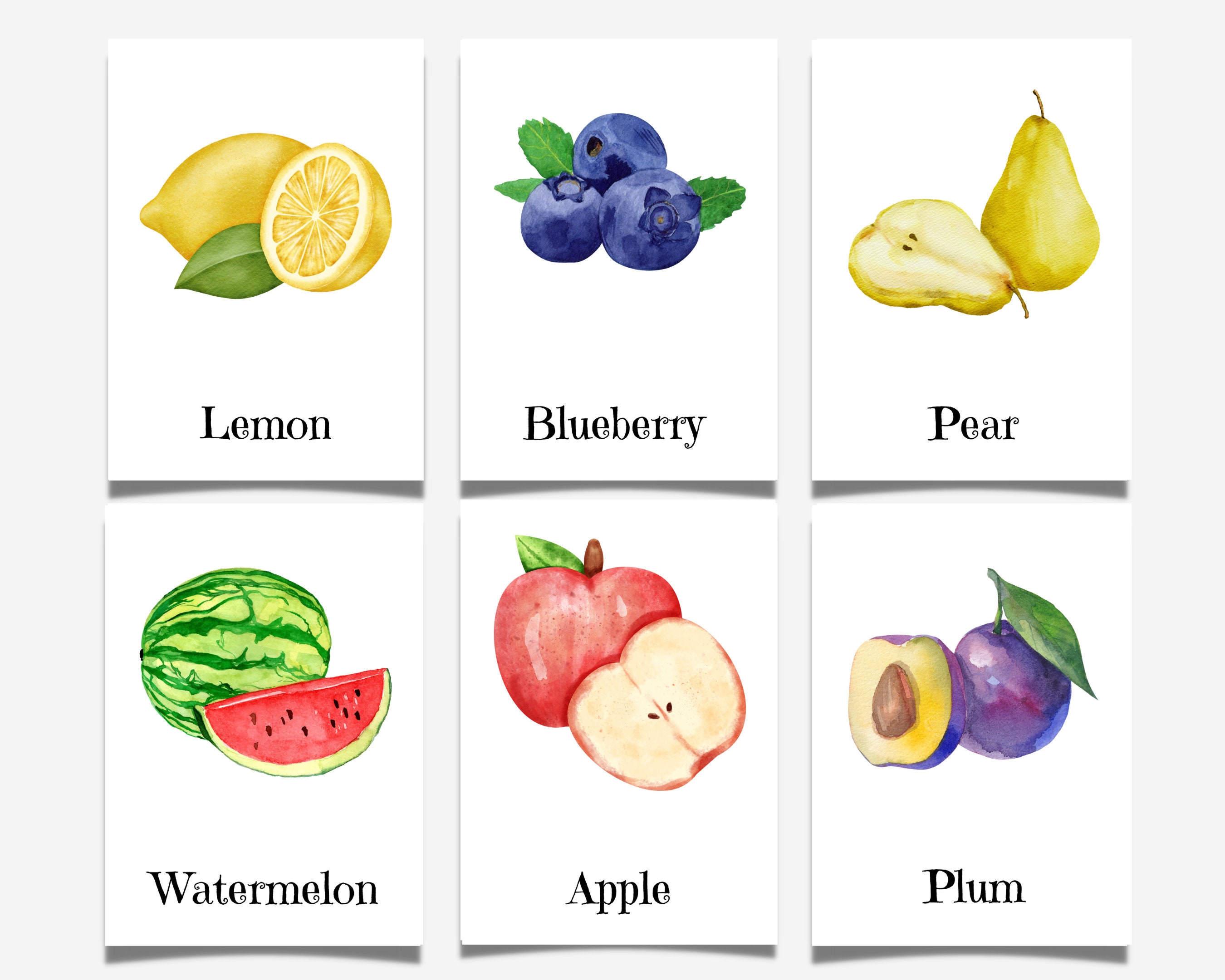 Fruits Flash Cards, Preschool Fruits Flash Cards,educational Printable ...