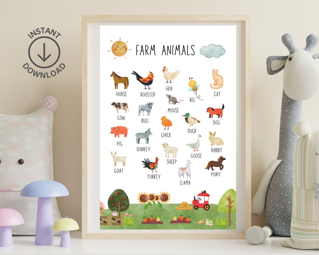 Farm Animal Poster, Montessori Poster, Montessori Educational ...