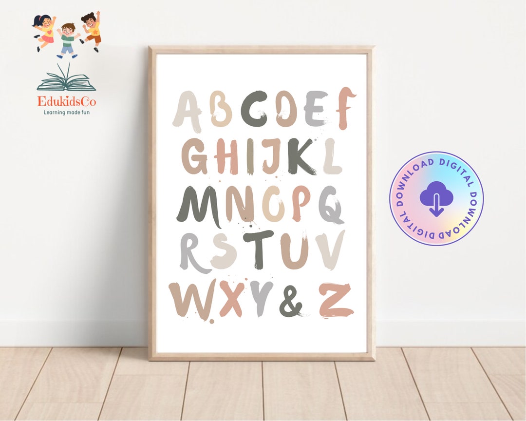Neutral Alphabet Poster Alphabet ABC Print Nursery Alphabet - Etsy