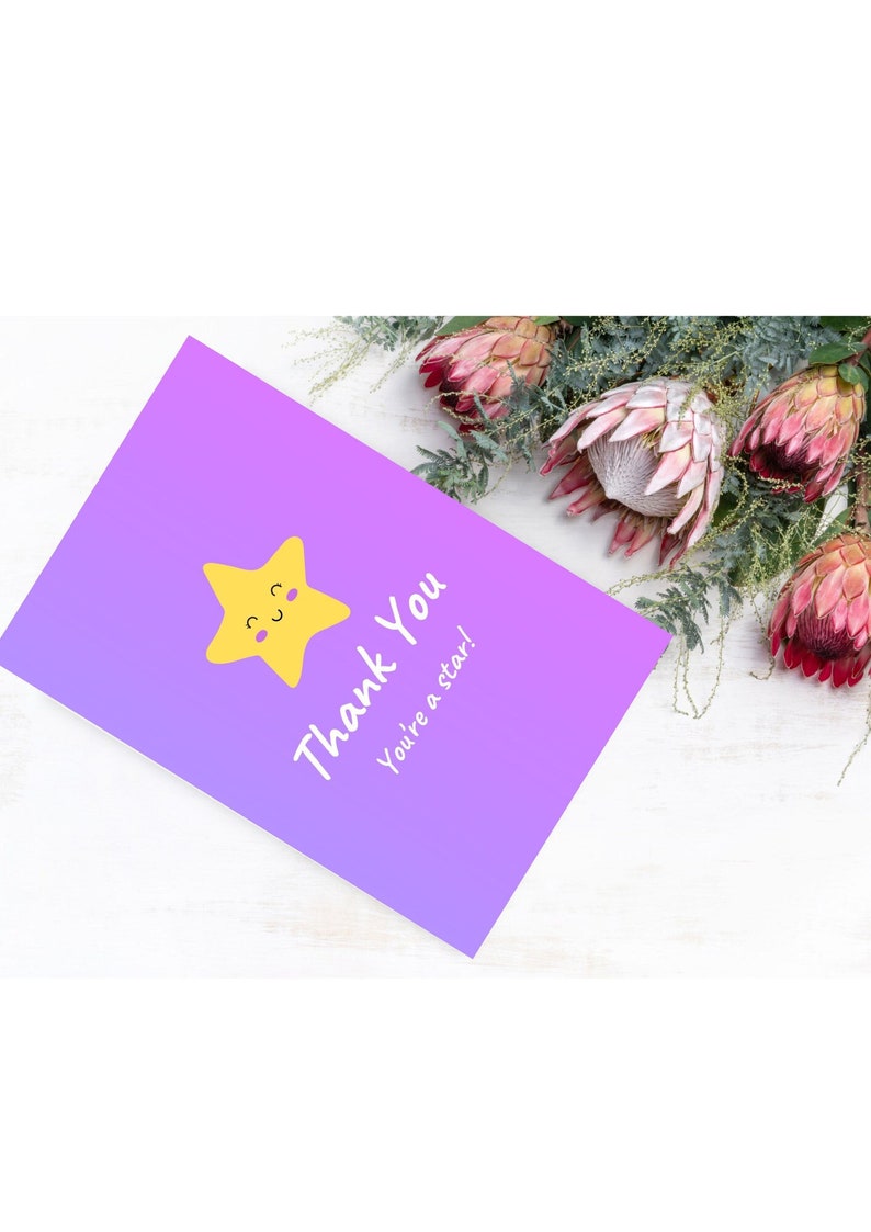 Thank You Card You're a Star Digital Download - Etsy