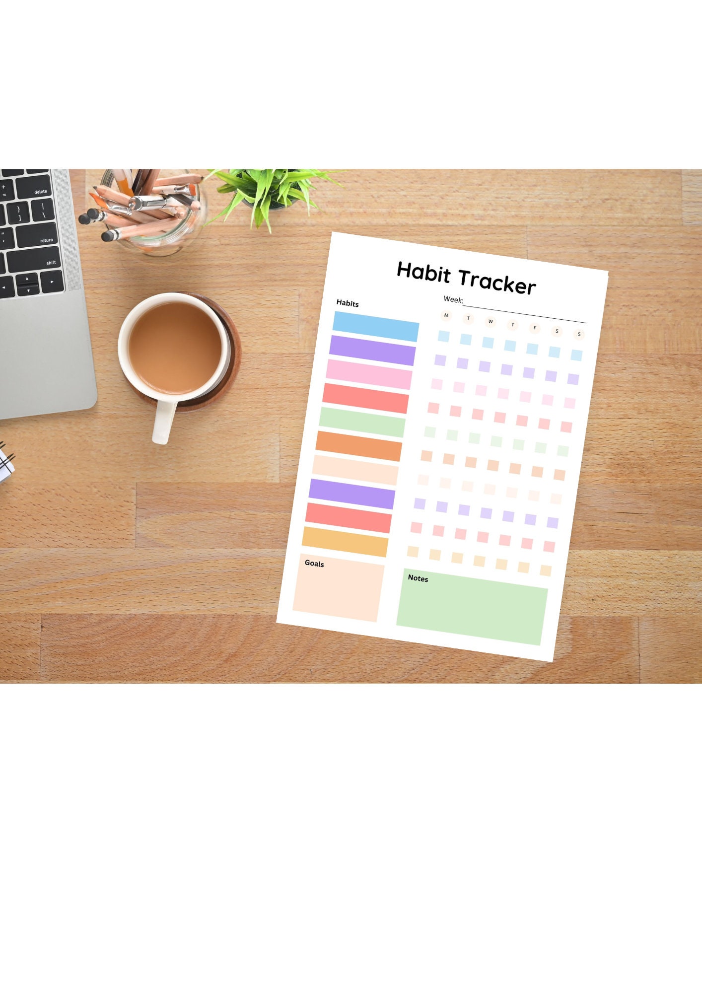 Habit Tracker, Colourful, Rainbow, Digital Download, PDF and JPEG - Etsy