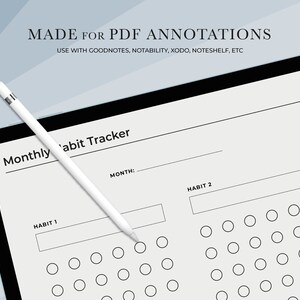 Monthly Habit Tracker Digital Planner Template for Goodnotes on Ipad ...