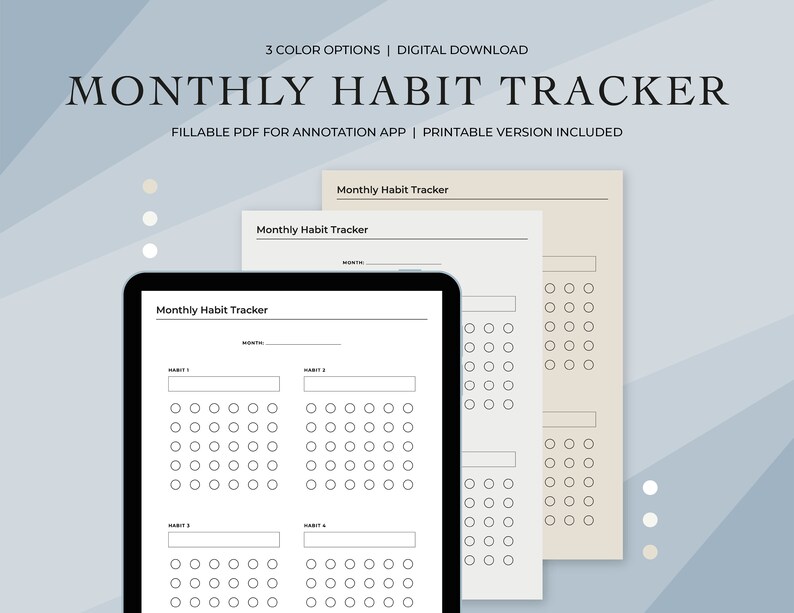 Monthly Habit Tracker Digital Planner Template for Goodnotes on Ipad ...