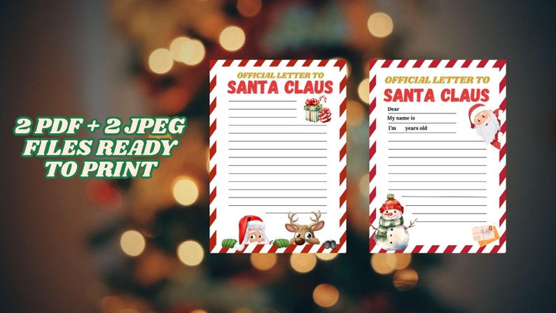 Letter to Santa, Printable Wish List Letters for Santa, Christmas ...