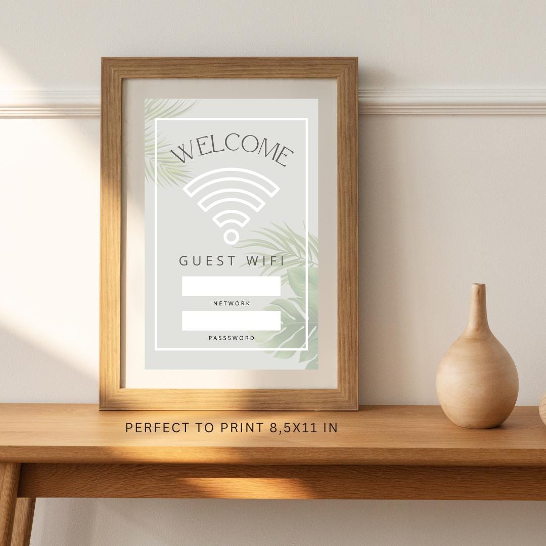 WIFI Sign Template Airbnb Welcome to the Internet Code Sign | Editable ...
