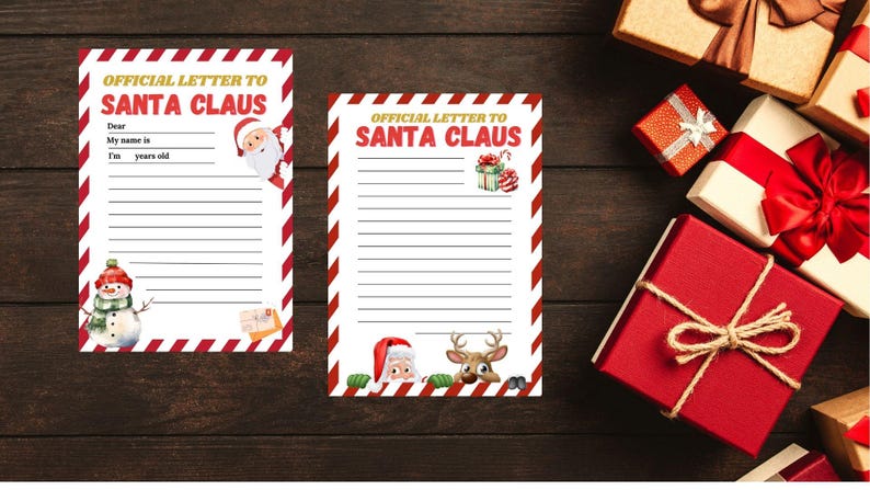 Letter to Santa, Printable Wish List Letters for Santa, Christmas ...