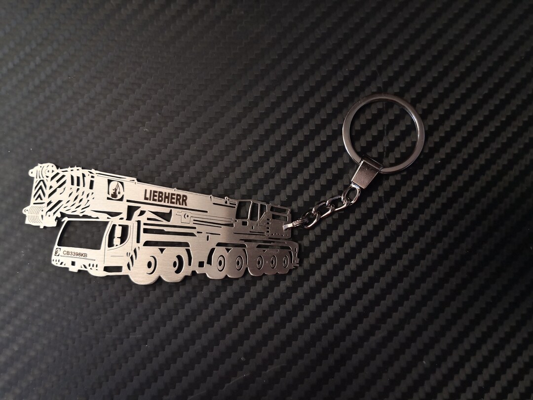 Custom Car Keychain for Crane Liebherr , Stainless Steel Key Ring for ...