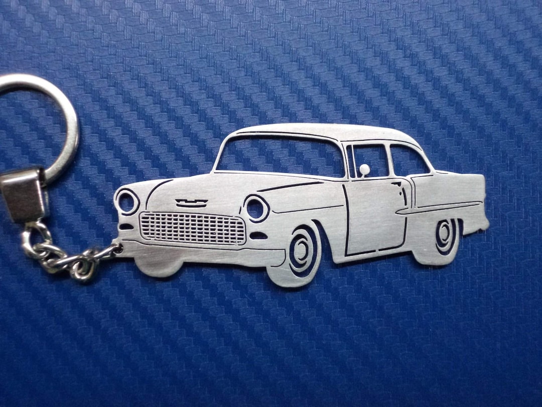 Custom Chevrolet Bel Air 1955 2 Doors Keychain, Stainless Steel Key ...