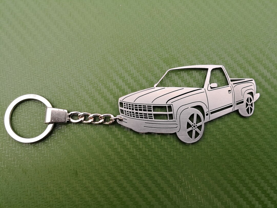 Custom Chevy Stepside Keychain, Stainless Steel Key Ring for Birthday ...