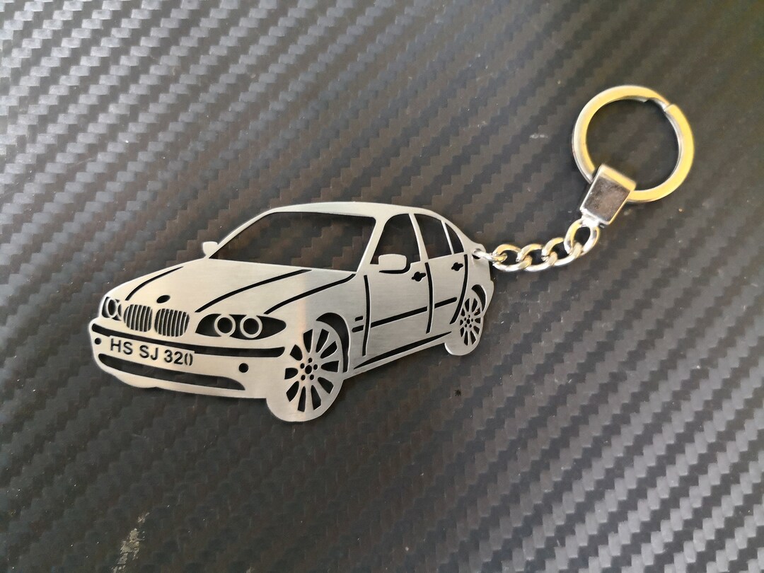 Custom Car Keychain for BMW E46 Face Sedan, Stainless Steel Key Ring ...