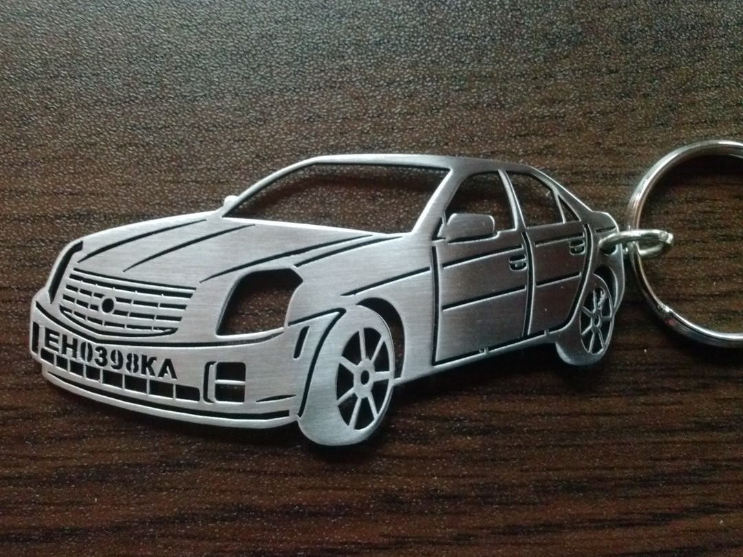 Custom Cadillac STC Car Keychain, Stainless Steel Key Ring for Birthday ...