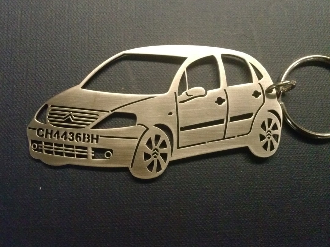 Custom Citroen C3 Keychain, Stainless Steel Key Ring for Birthday Gift ...
