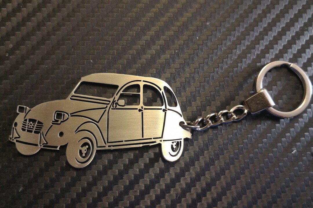 Custom Citroen 2CV 1970 Keychain, Stainless Steel Key Ring for Birthday ...