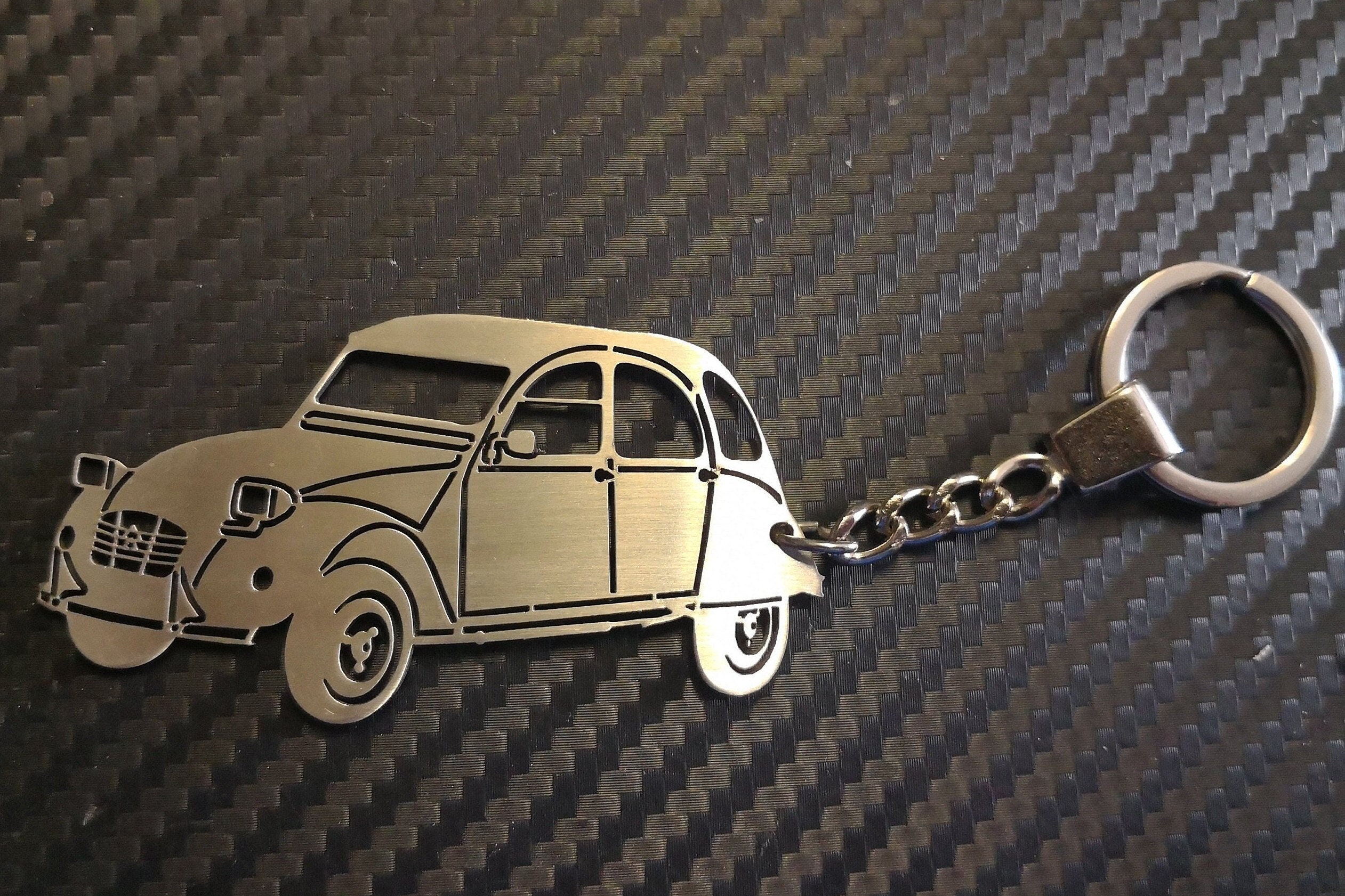 Custom Citroen 2CV 1970 Keychain, Stainless Steel Key Ring for Birthday ...