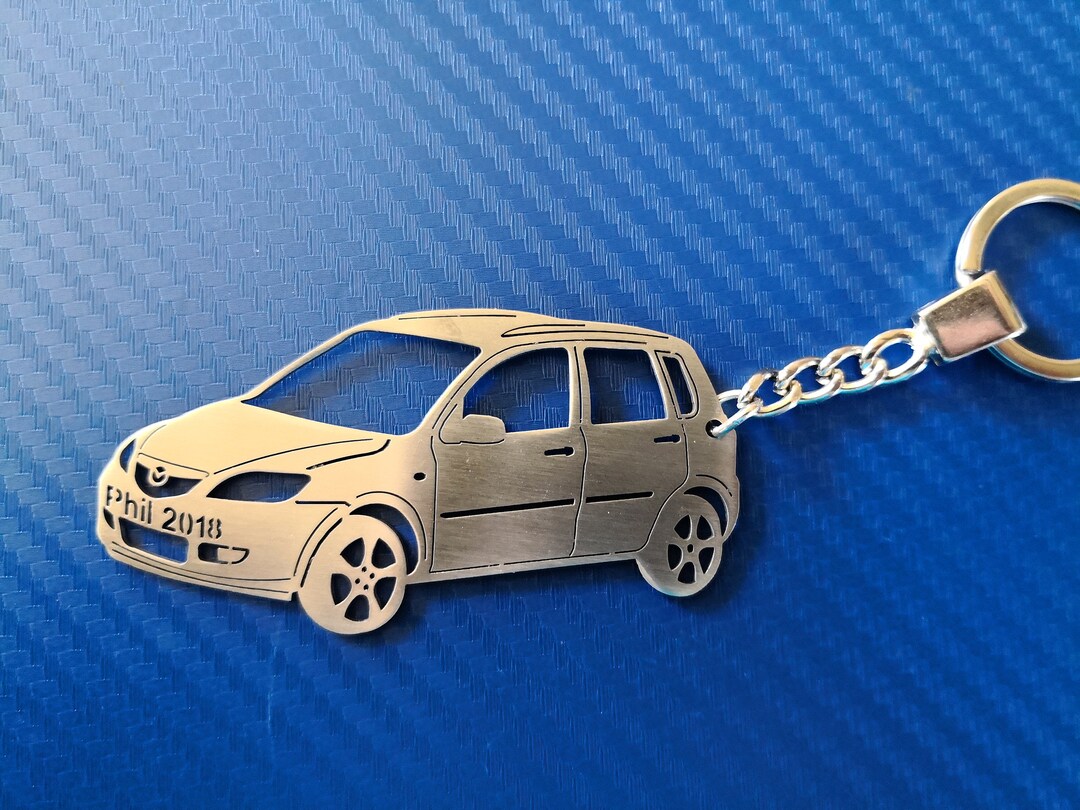 Custom Mazda 2 Keychain, Stainless Steel Key Ring for Birthday Gift ...