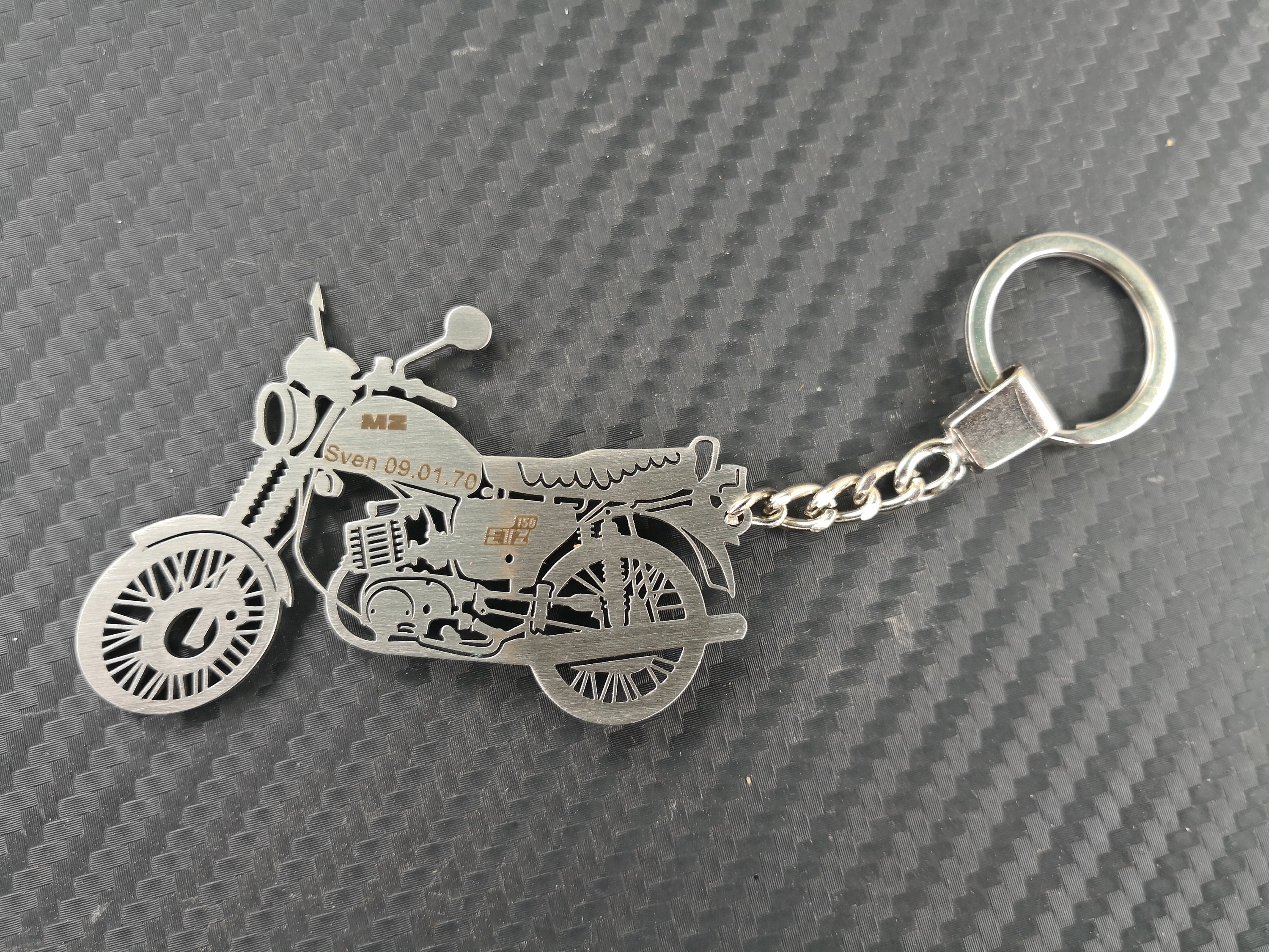 Custom Car Keychain for MZ 150 Old Bike, Stainless Steel Key Ring for ...