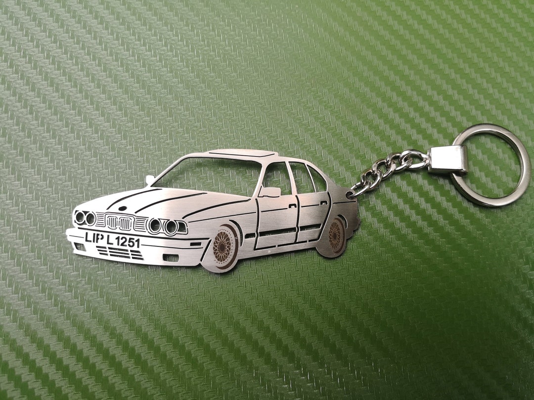 Custom Car Keychain for BMW E34 , Stainless Steel Key Ring for Birthday ...