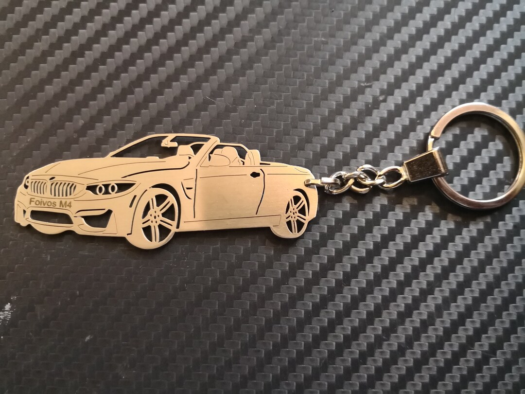 Custom Car Keychain for BMW M4, Stainless Steel Key Ring for Birthday ...