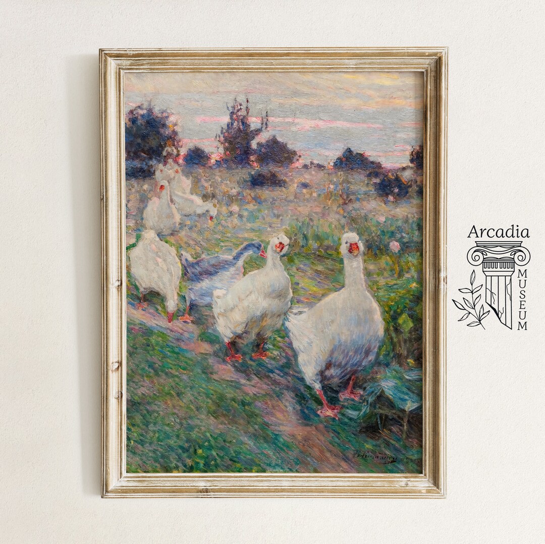 Geese Cottagecore Wall Art, Farmhouse Goose Art Print, Cottage Garden ...