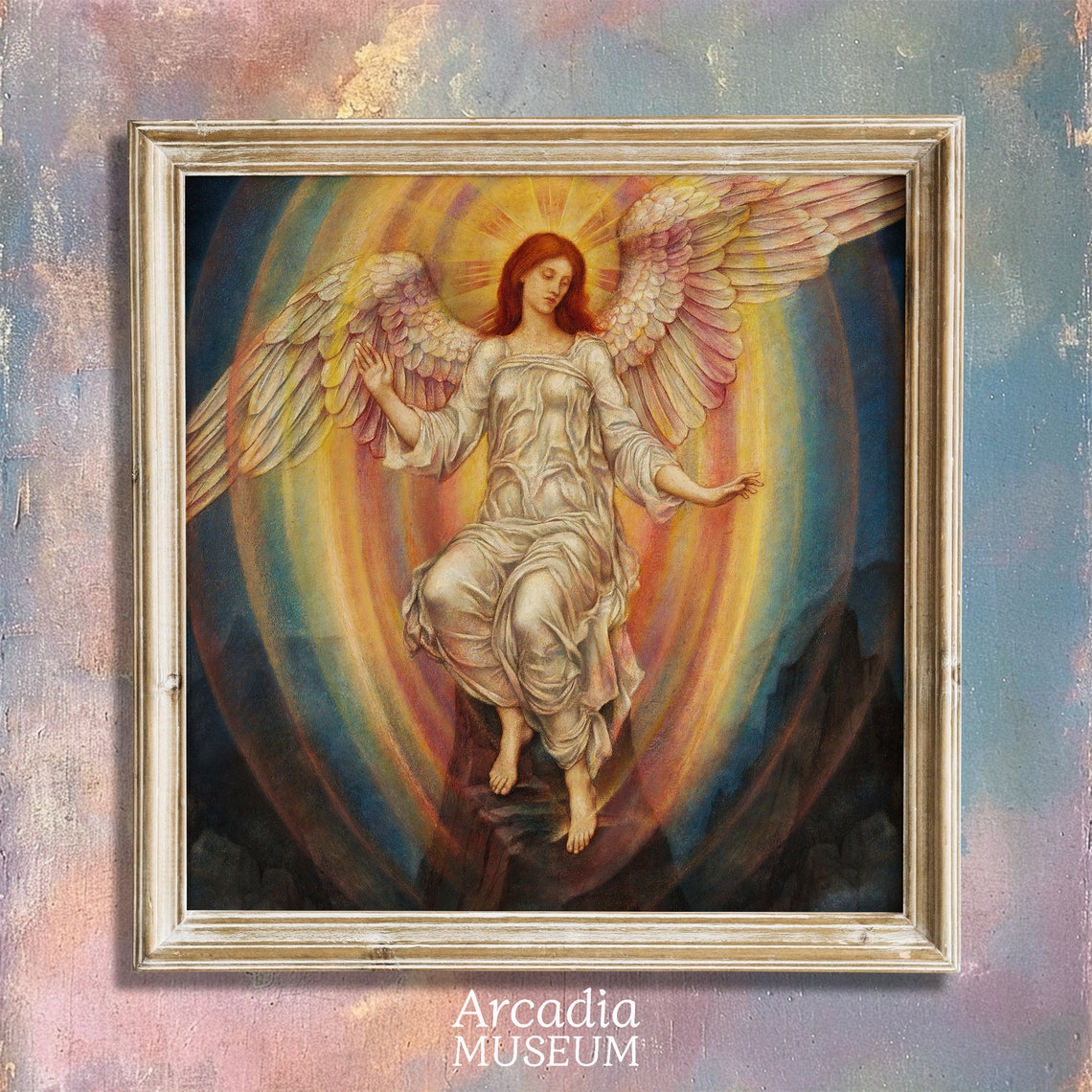 Angel Large Poster, Christian Art Print, Angel Blessing in a Rainbow ...