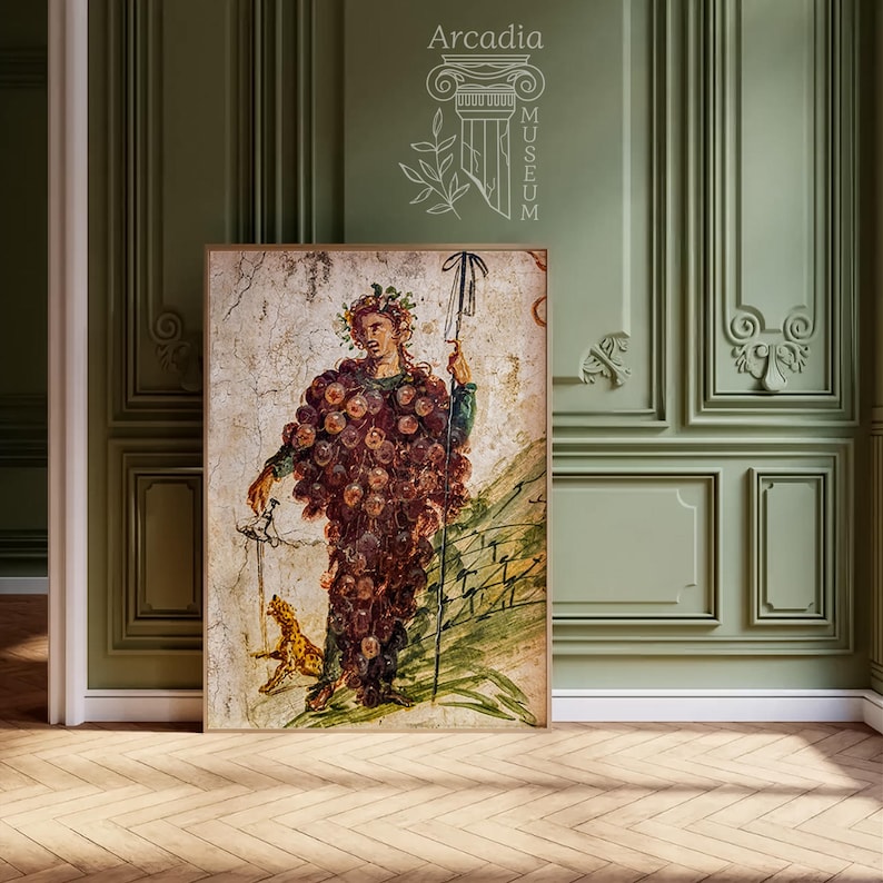 Bacchus God of Wine Print, Pompeii Fresco Poster, Dionysus as A Grape ...