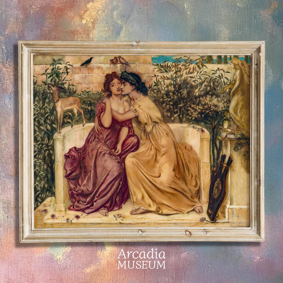 Sappho and Erinna in A Garden at Mytilene, Lesbian Kiss Art Print ...