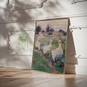 Geese Cottagecore Wall Art, Farmhouse Goose Art Print, Cottage Garden ...