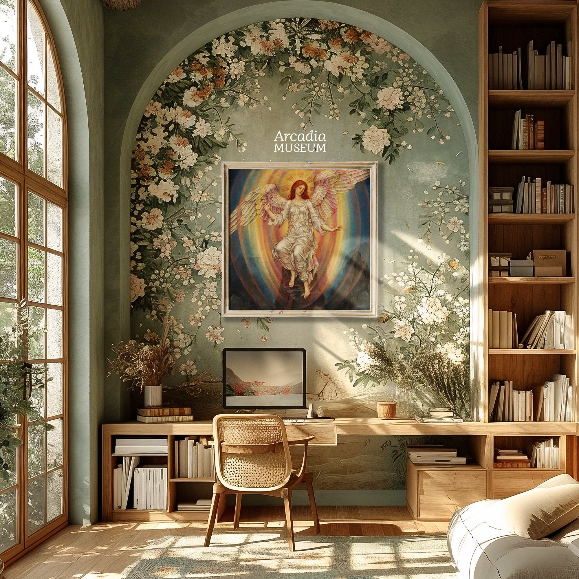 Angel Large Poster, Christian Art Print, Angel Blessing in a Rainbow ...