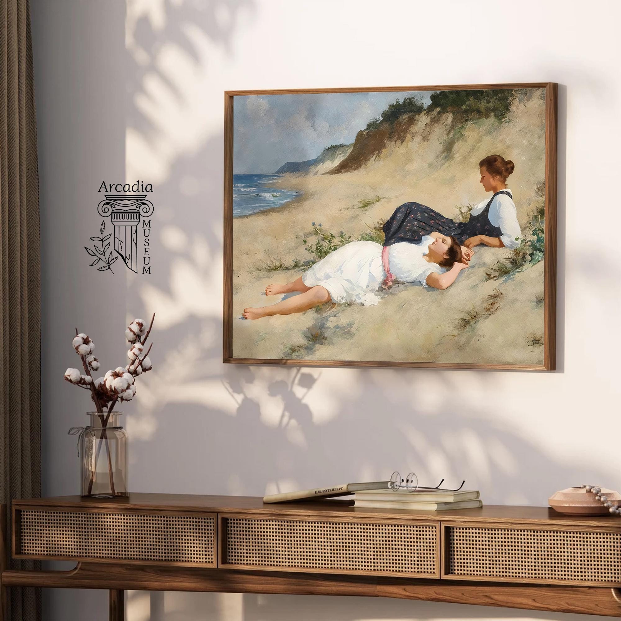 Lesbian Couple on the Beach Print, Sapphic Vintage Painting, Queer ...